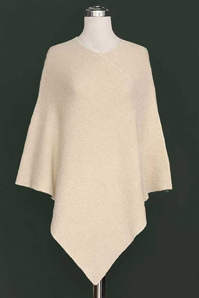 Alpaca and Merino Wool Winter White Poncho | Andes Luxe