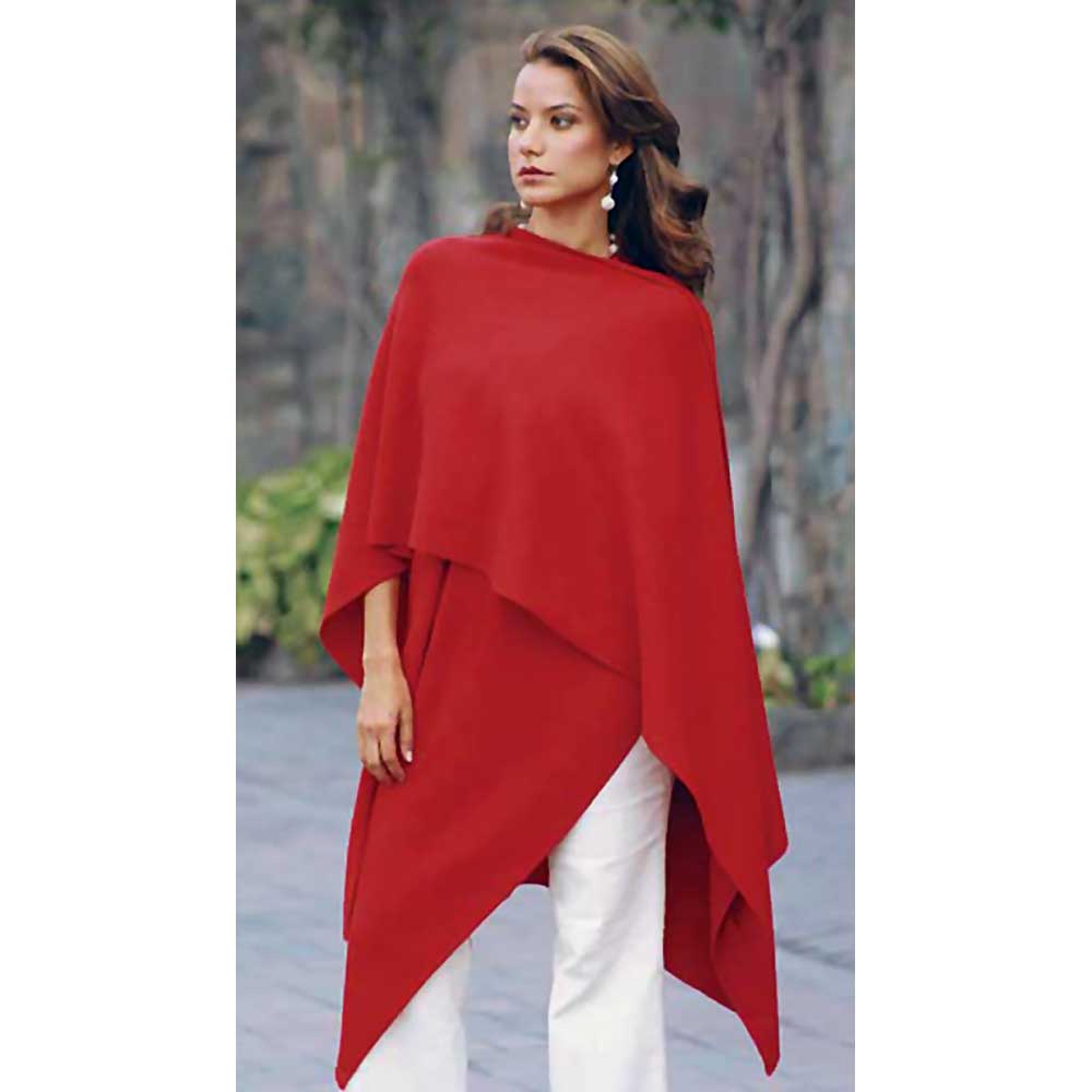 Red Alpaca and Merino Wool Wrap | Andes Luxe